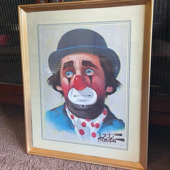 ART | Art | Sad Faced Clown Art Framed Signed Oberstein | Poshmark